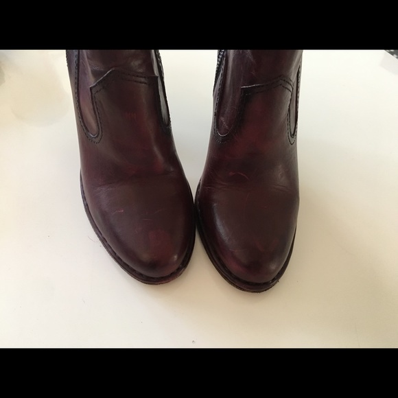 Frye | Shoes | Frye Burgundy Leather Heeled Booties | Poshmark